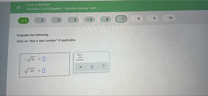 Solved E Intro to Radicals Question 7 of 10 ( point Question | Chegg.com