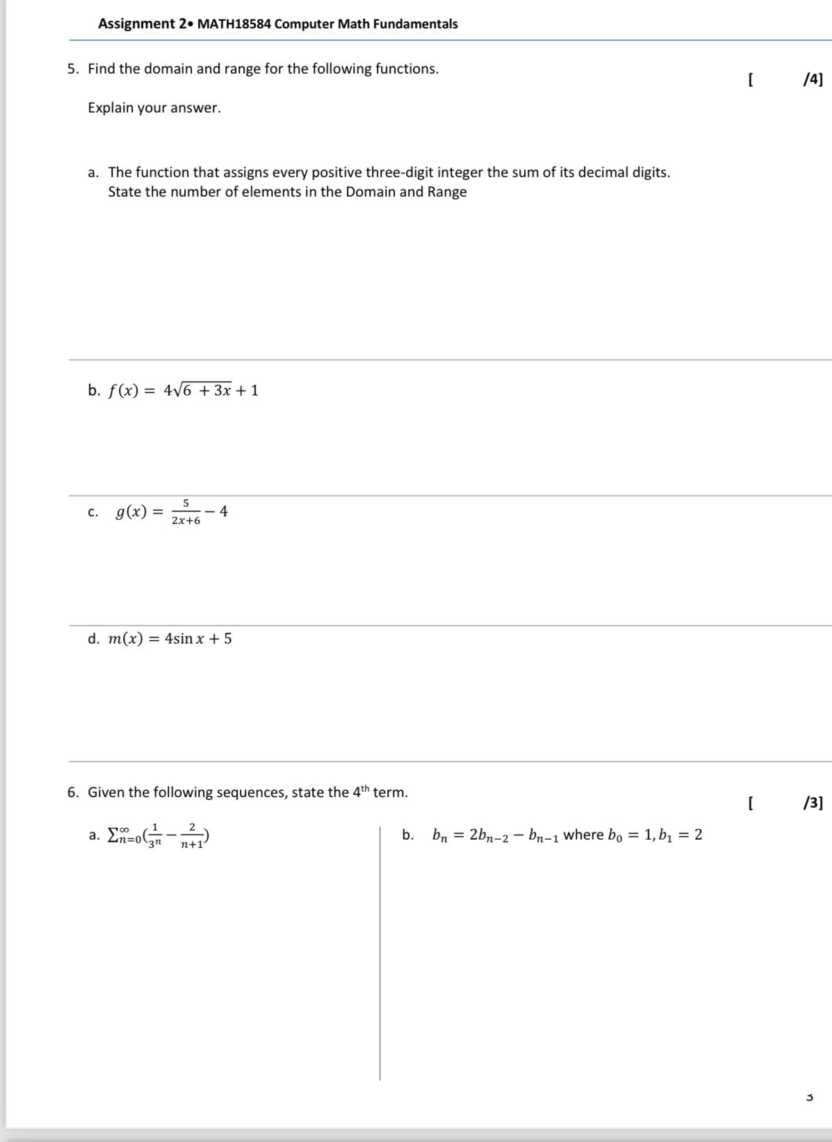Solved Assignment 2* ﻿MATH18584 ﻿Computer Math | Chegg.com
