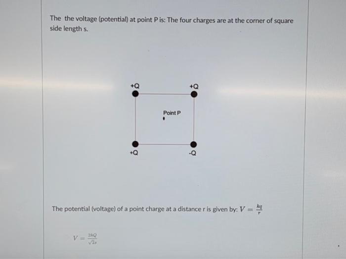 Solved The the voltage (potential) at point P is: The four | Chegg.com