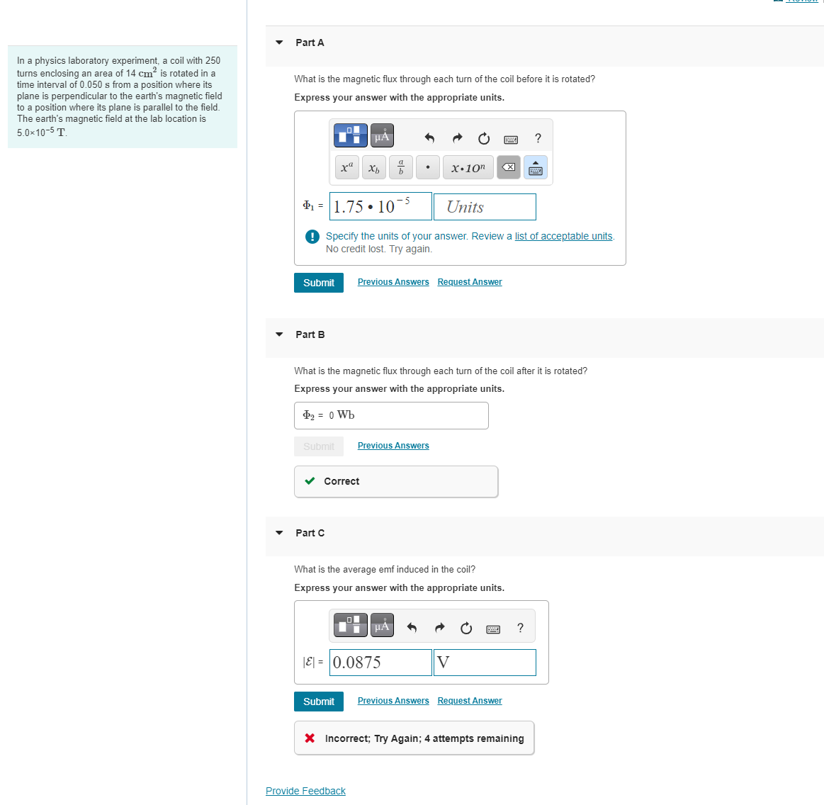 Solved In a physics laboratory experiment, a coil with 250 | Chegg.com