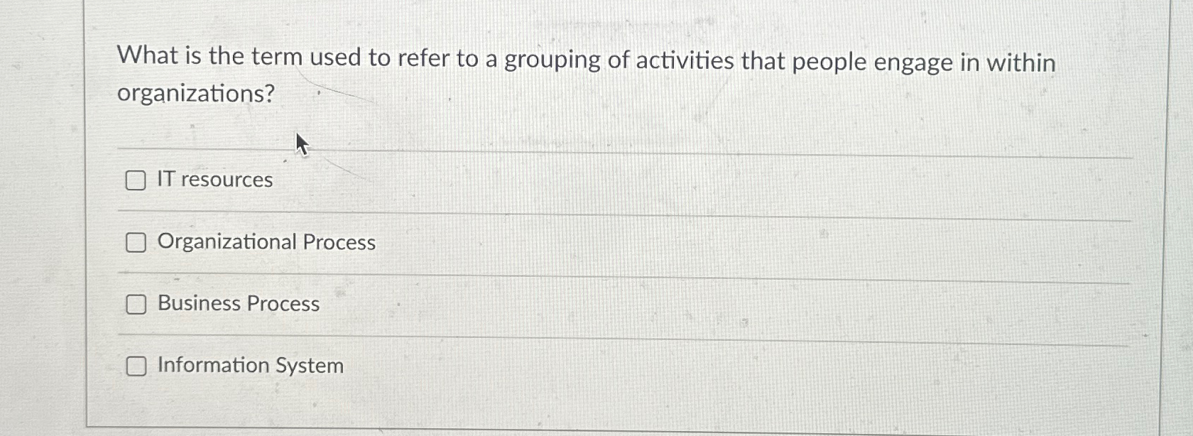 Solved What is the term used to refer to a grouping of | Chegg.com