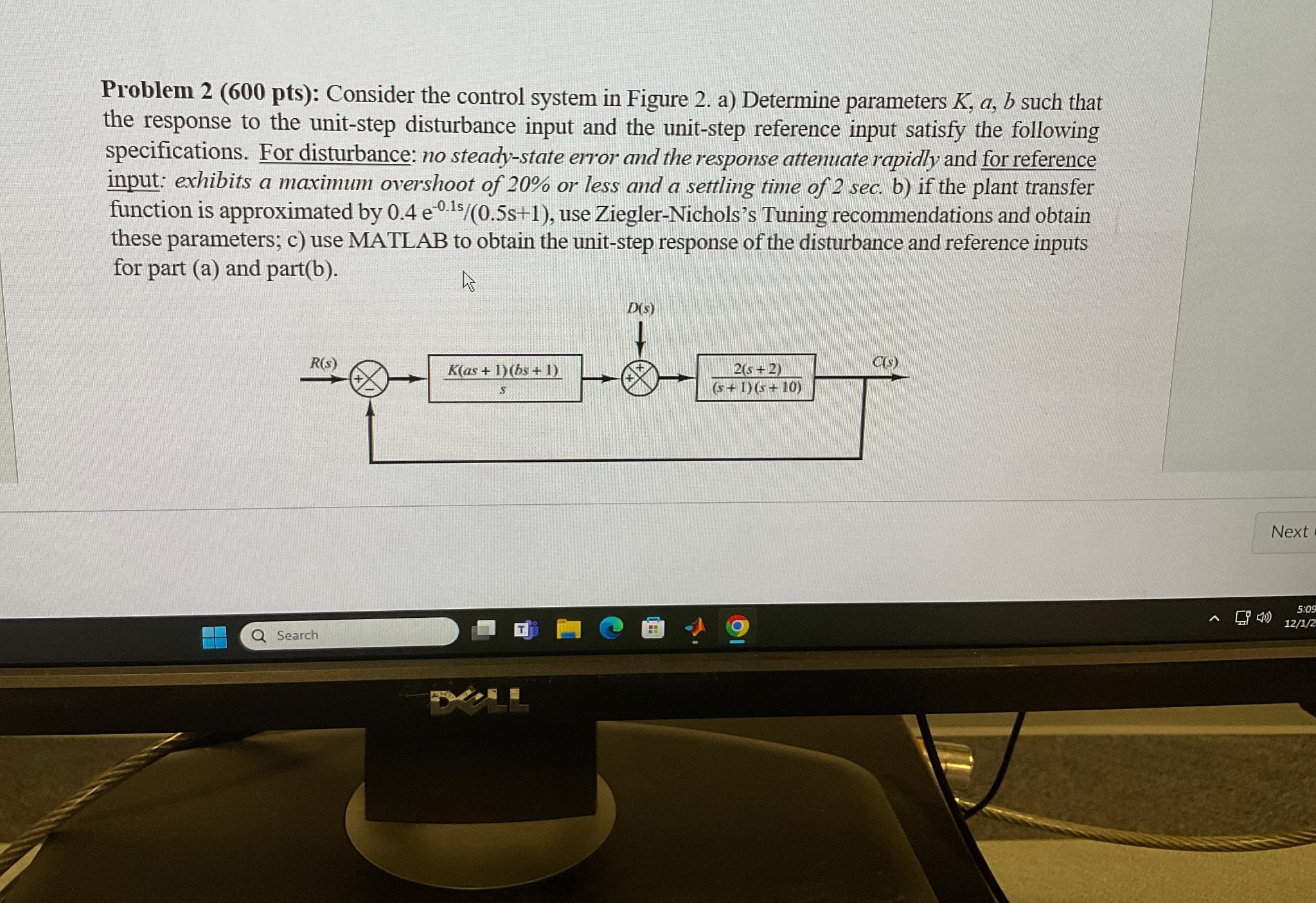 Solved Problem 2 (600 ﻿pts): Consider the control system in | Chegg.com