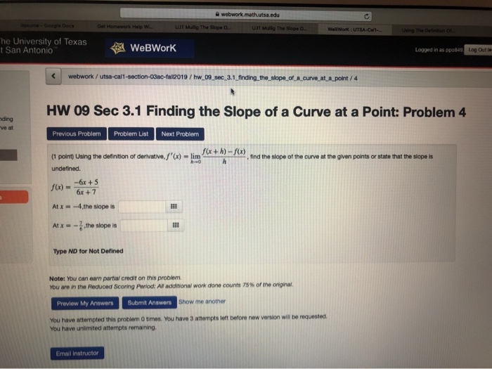 Solved webwork.math.utsa.edu Doogle Dee Get Homework HelpW T | Chegg.com