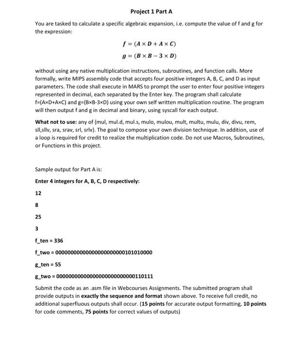 Solved Project 1 Part A You are tasked to calculate a | Chegg.com