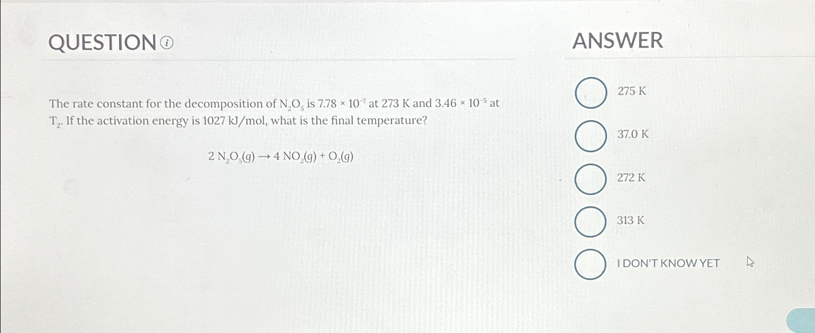 Solved QUESTION (i)\\nANSWER\\nThe rate constant for the | Chegg.com Solved QUESTION (i)\\nANSWER\\nThe rate constant for the | Chegg.com
