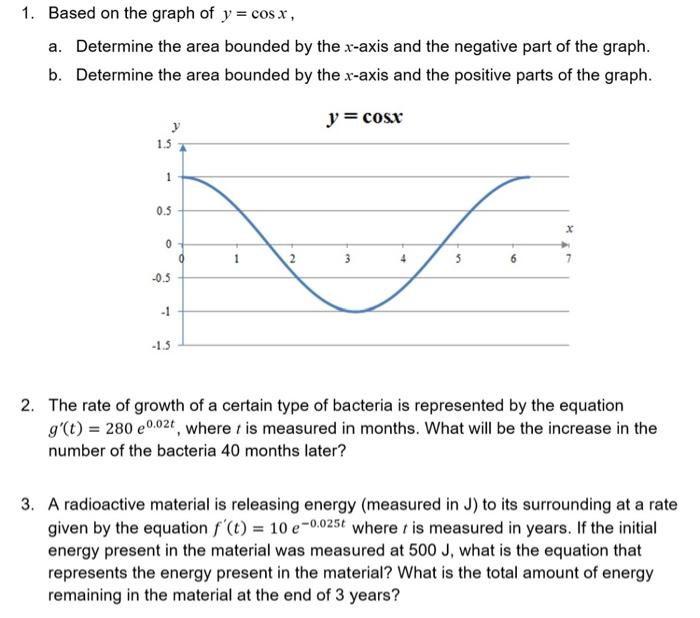 Solved 1. Based on the graph of y=cosx, a. Determine the | Chegg.com Solved 1. Based on the graph of y=cosx, a. Determine the | Chegg.com