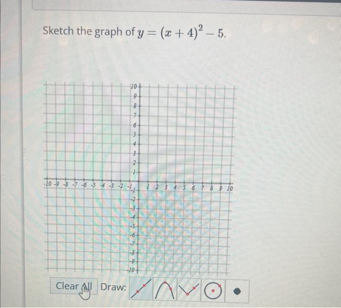 Solved y=(x+4)2−5Graph f(x)=x2+10x+24 below by first | Chegg.com