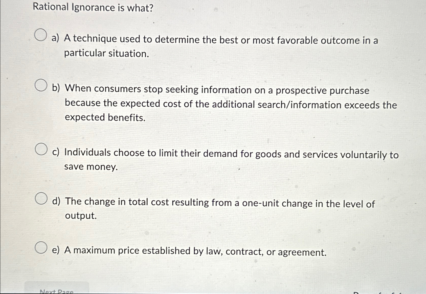 Solved Rational Ignorance is what?a) ﻿A technique used to | Chegg.com