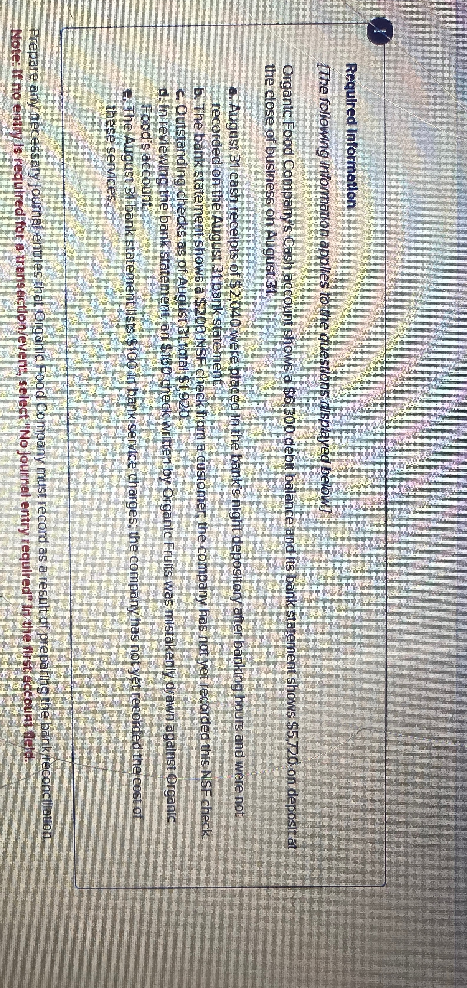 Solved Required Information[The following information | Chegg.com