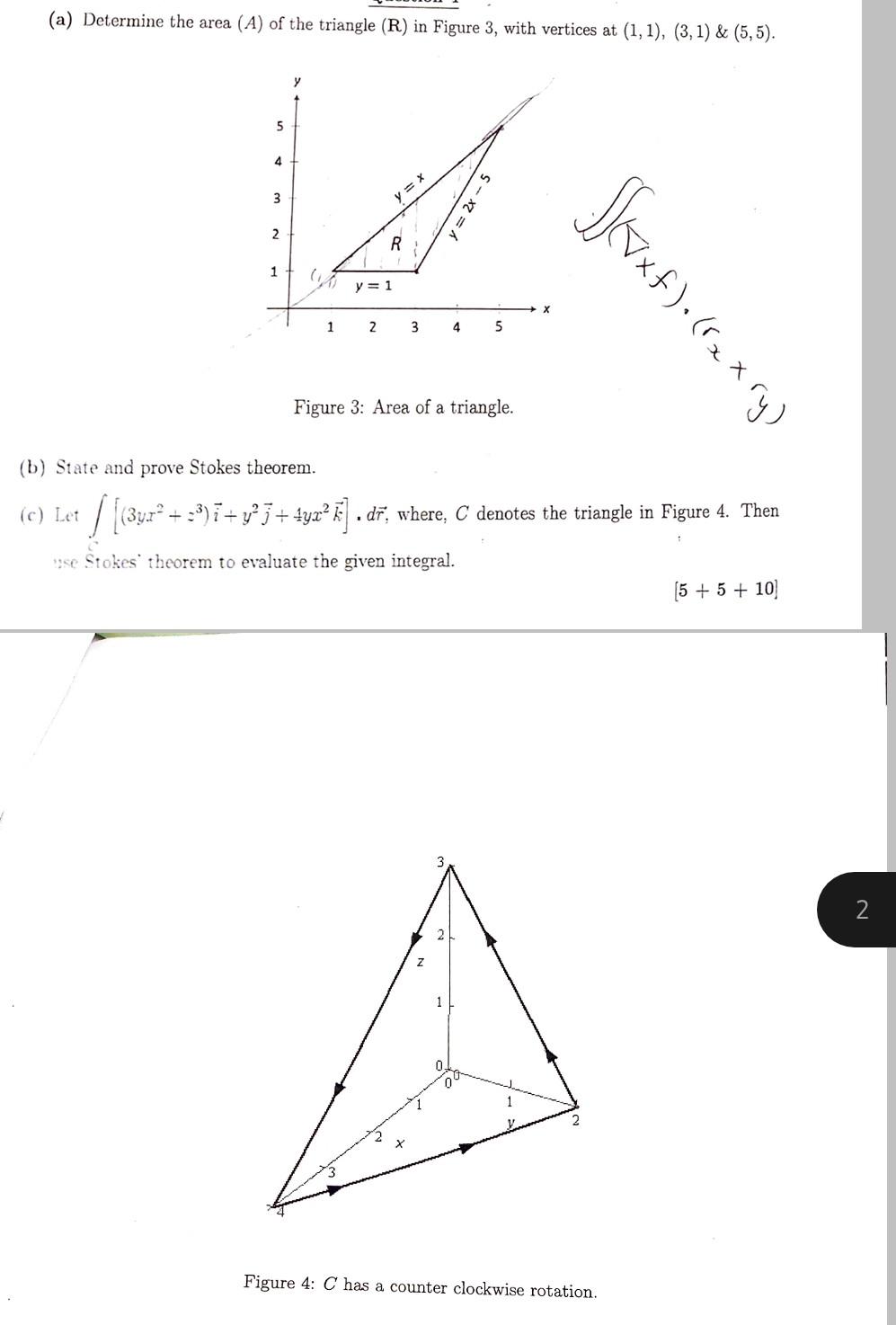 Solved (a) Determine the area (A) of the triangle (R) in | Chegg.com