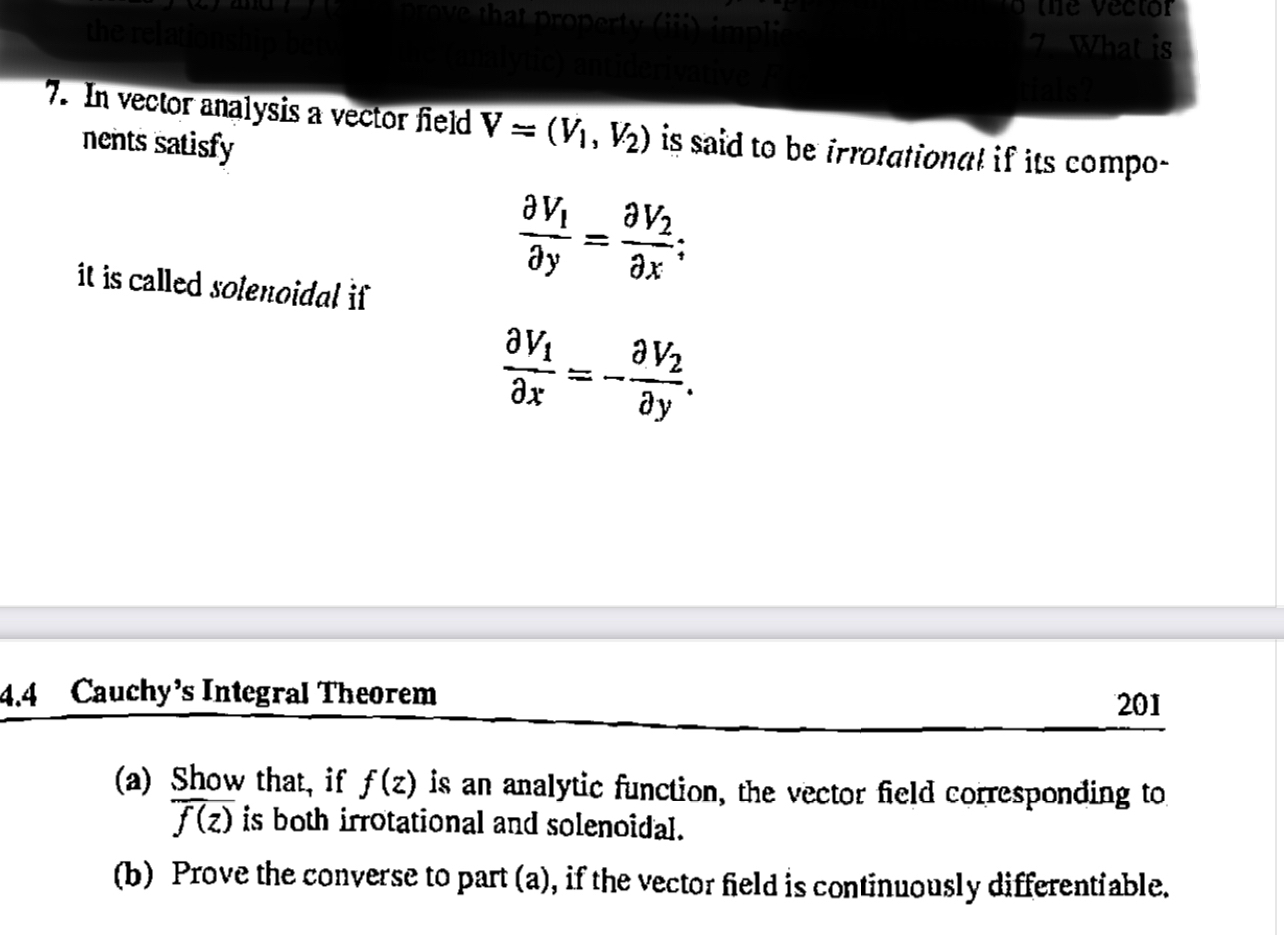 Solved In vector analysis a vector field V=(V1,V2) ﻿is said | Chegg.com