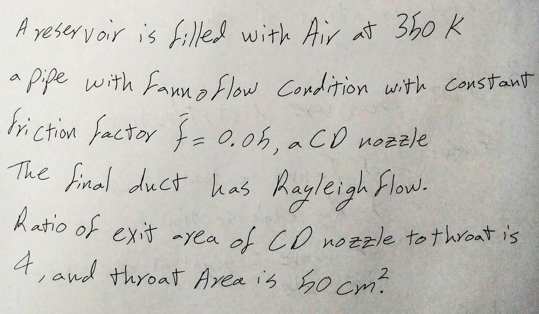 Solved A reservair is filled with Air at 350 K a pipe with | Chegg.com
