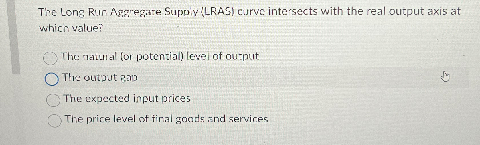 Solved The Long Run Aggregate Supply (LRAS) ﻿curve | Chegg.com