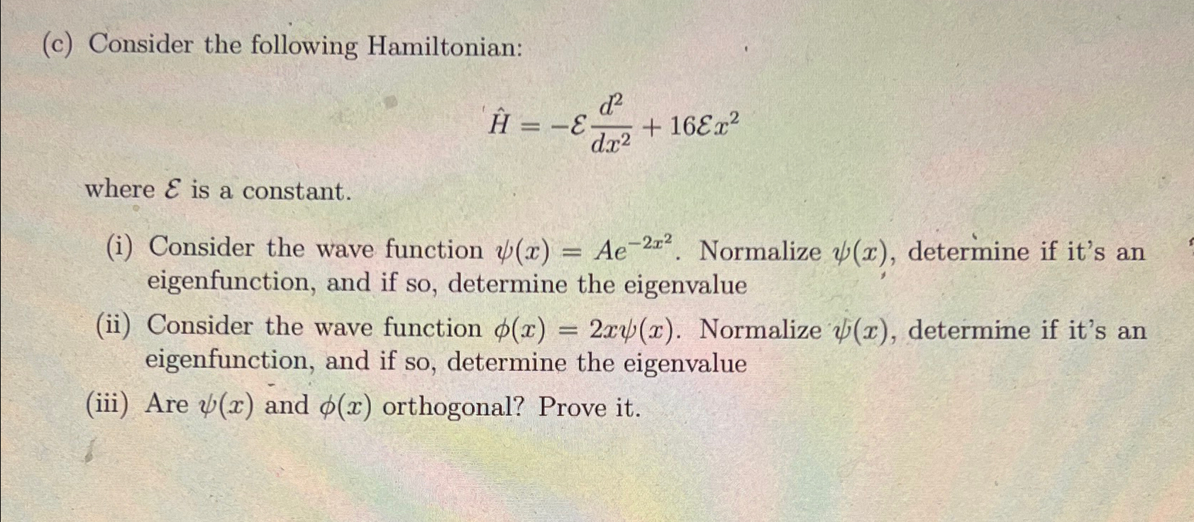 Solved (c) ﻿Consider the following | Chegg.com