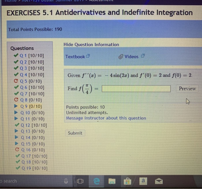 Solved EXERCISES 5.1 Antiderivatives and Indefinite | Chegg.com