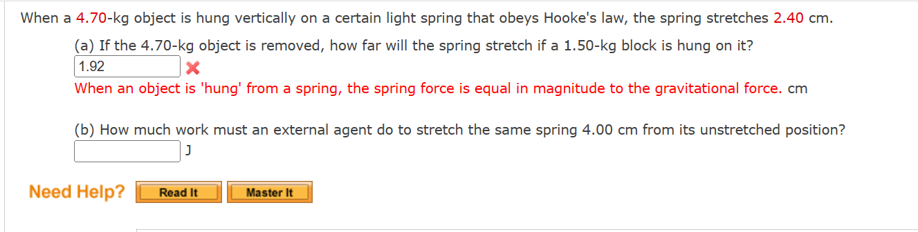 Solved When a 4.70-kg ﻿object is hung vertically on a | Chegg.com