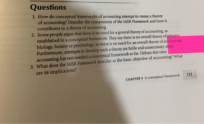 Solved Questions 1. How do conceptual frameworks of | Chegg.com