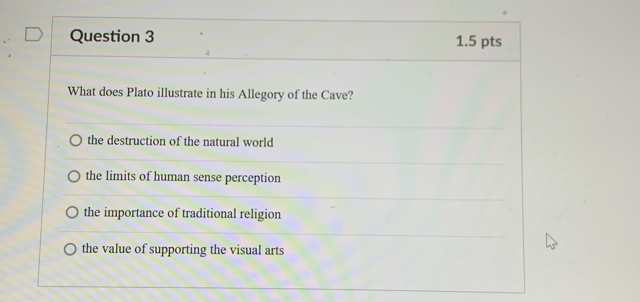 Solved Question 31.5ptsWhat does Plato illustrate in his | Chegg.com