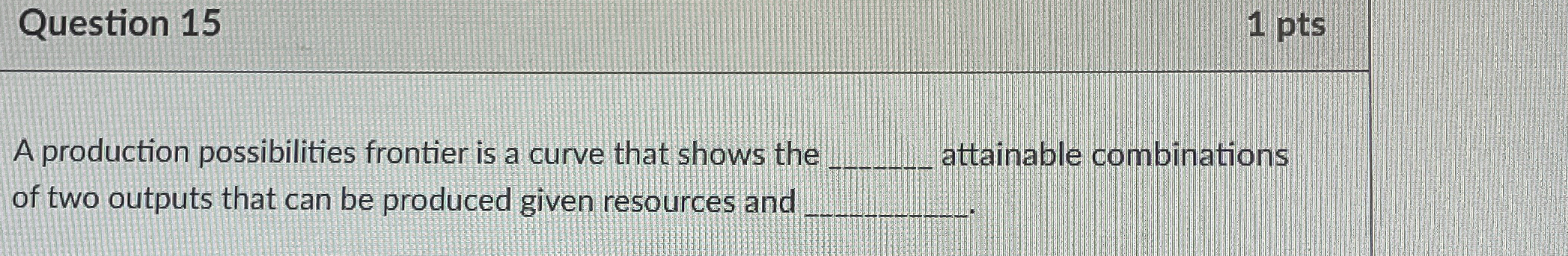 Solved Question 15A production possibilities frontier is a | Chegg.com