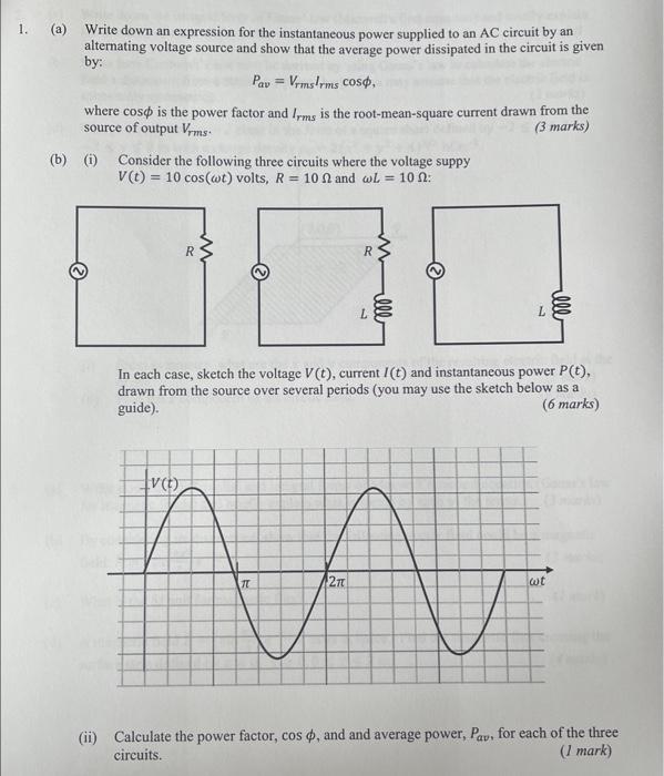 Solved (a) Write down an expression for the instantaneous | Chegg.com