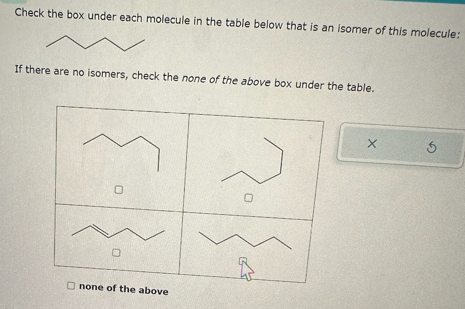 Solved Check the box under each molecule in the table below | Chegg.com