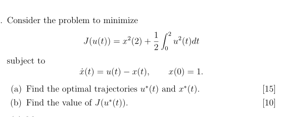 Solved Consider the problem to minimize | Chegg.com