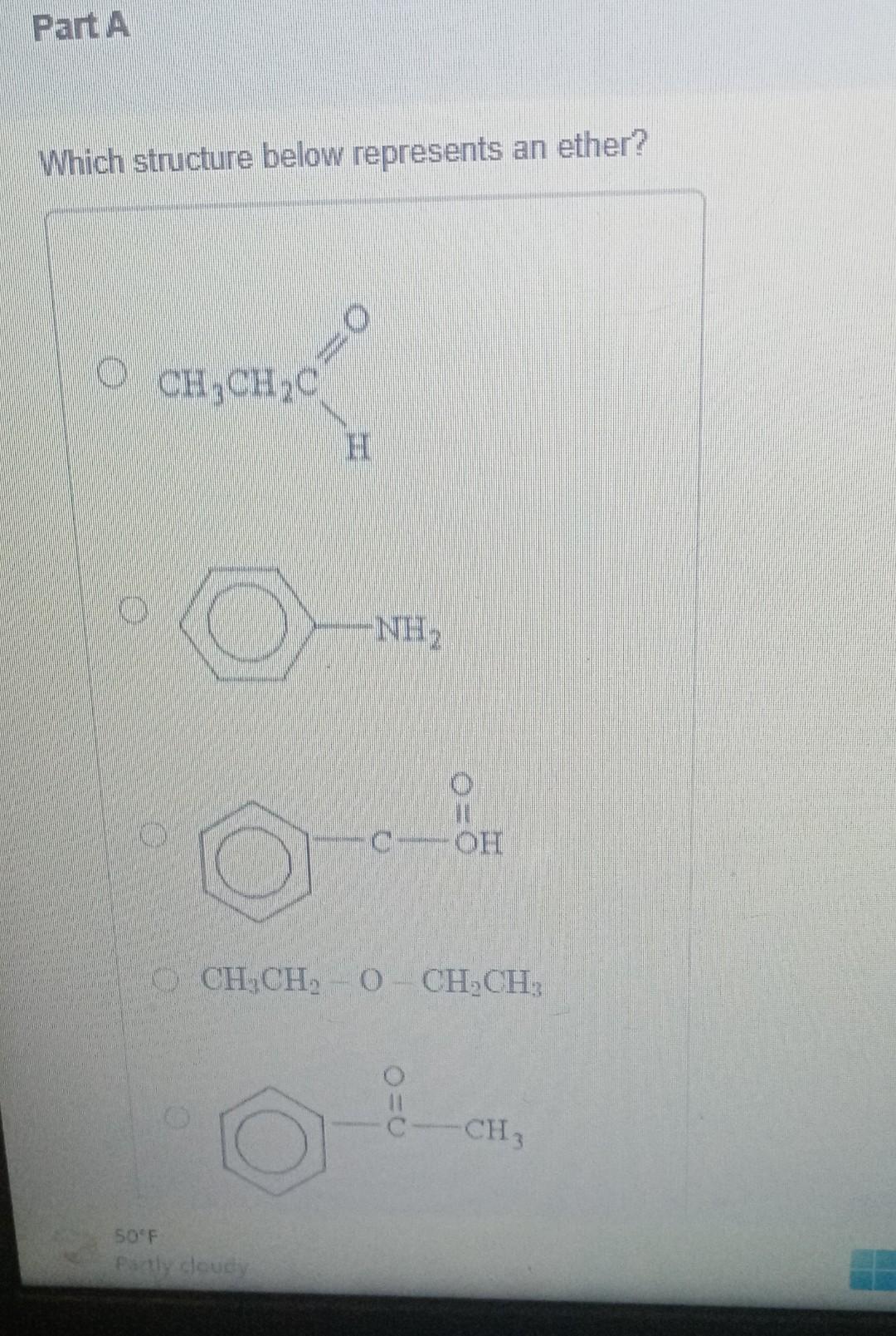 Solved Which structure below represents an ether? | Chegg.com