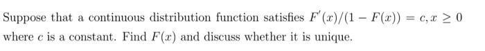 Solved Suppose that a continuous distribution function | Chegg.com