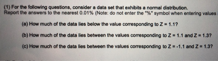 Solved (1) For the following questions, consider a data set | Chegg.com