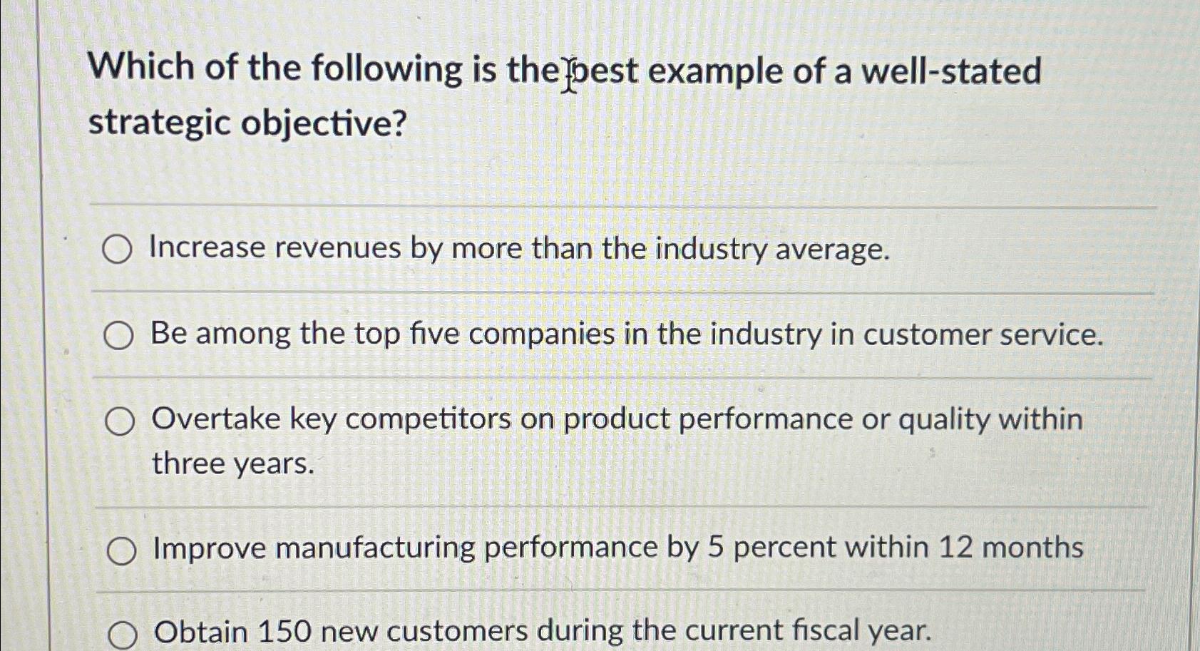 Solved Which of the following is the best example of a | Chegg.com