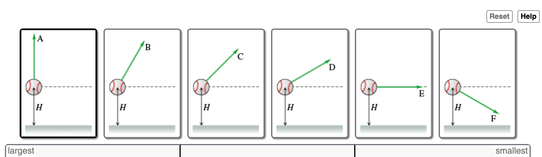 Solved Six baseball throws are shown below. In each case the | Chegg.com