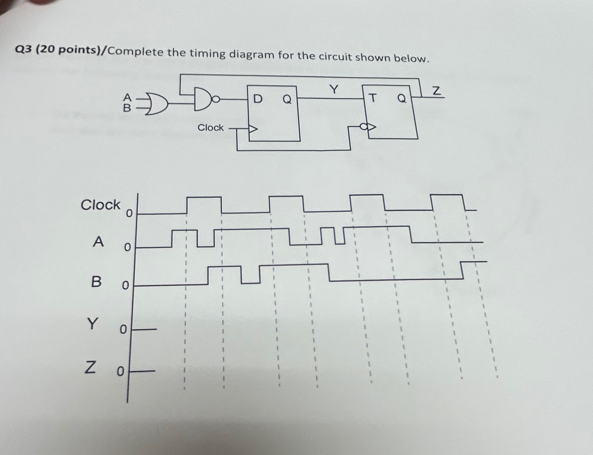 Solved Complete the timing diagram for the circuit shown | Chegg.com