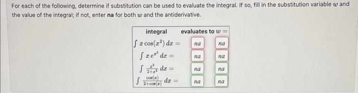 Solved For each of the following, determine if substitution | Chegg.com