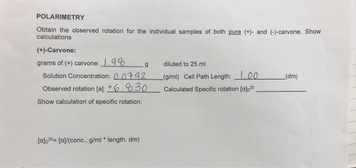 Solved POLARIMETRY Obtain the observed rotation for the | Chegg.com