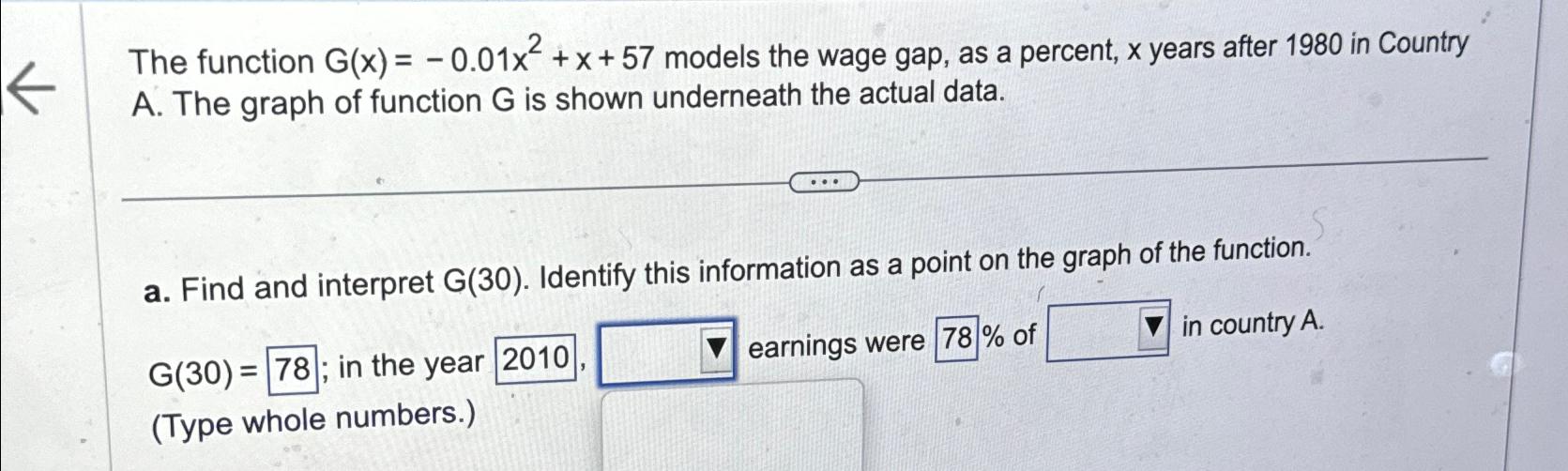 Solved The function G(x)=-0.01x^(2)+x+57 models the wage | Chegg.com