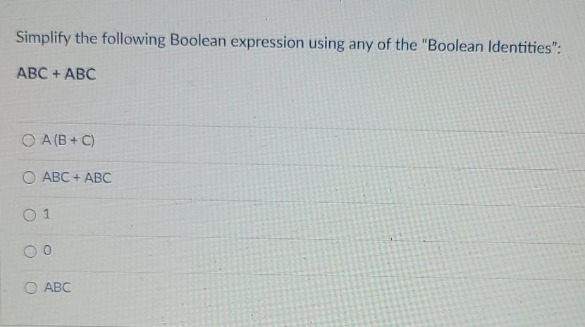 Solved Simplify the following Boolean expression using any | Chegg.com
