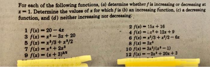 Solved For each of the following functions, (a) determine | Chegg.com