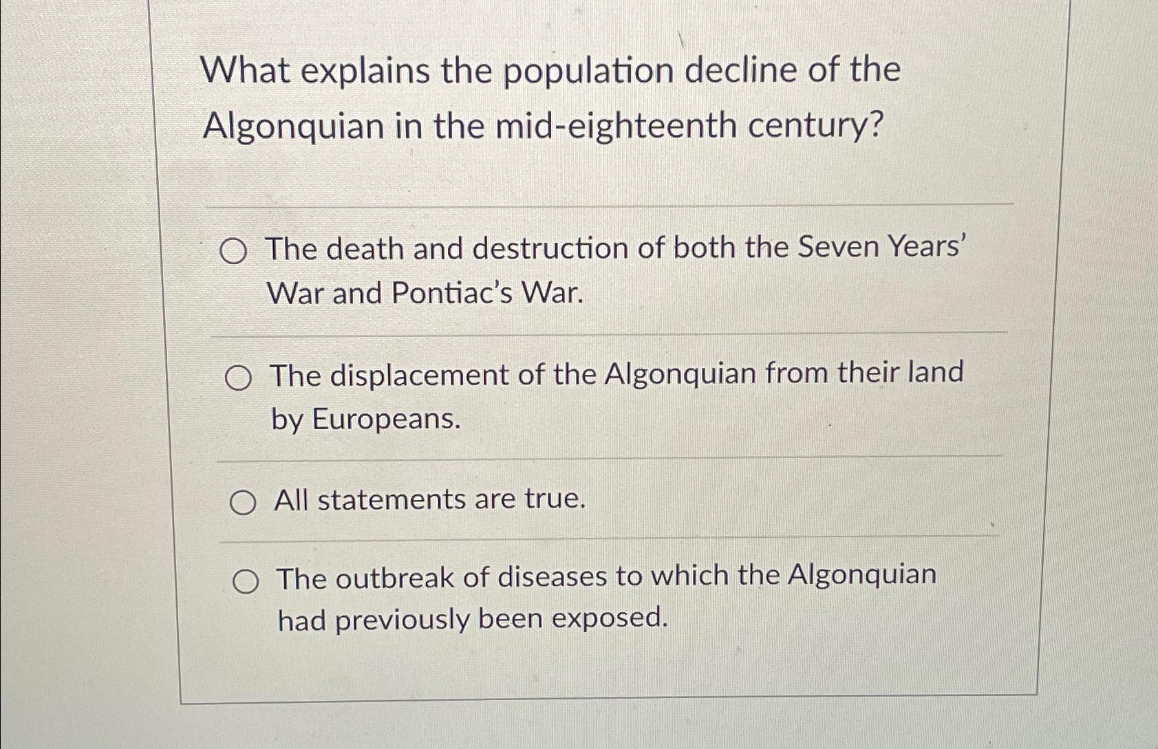 Solved What explains the population decline of the | Chegg.com