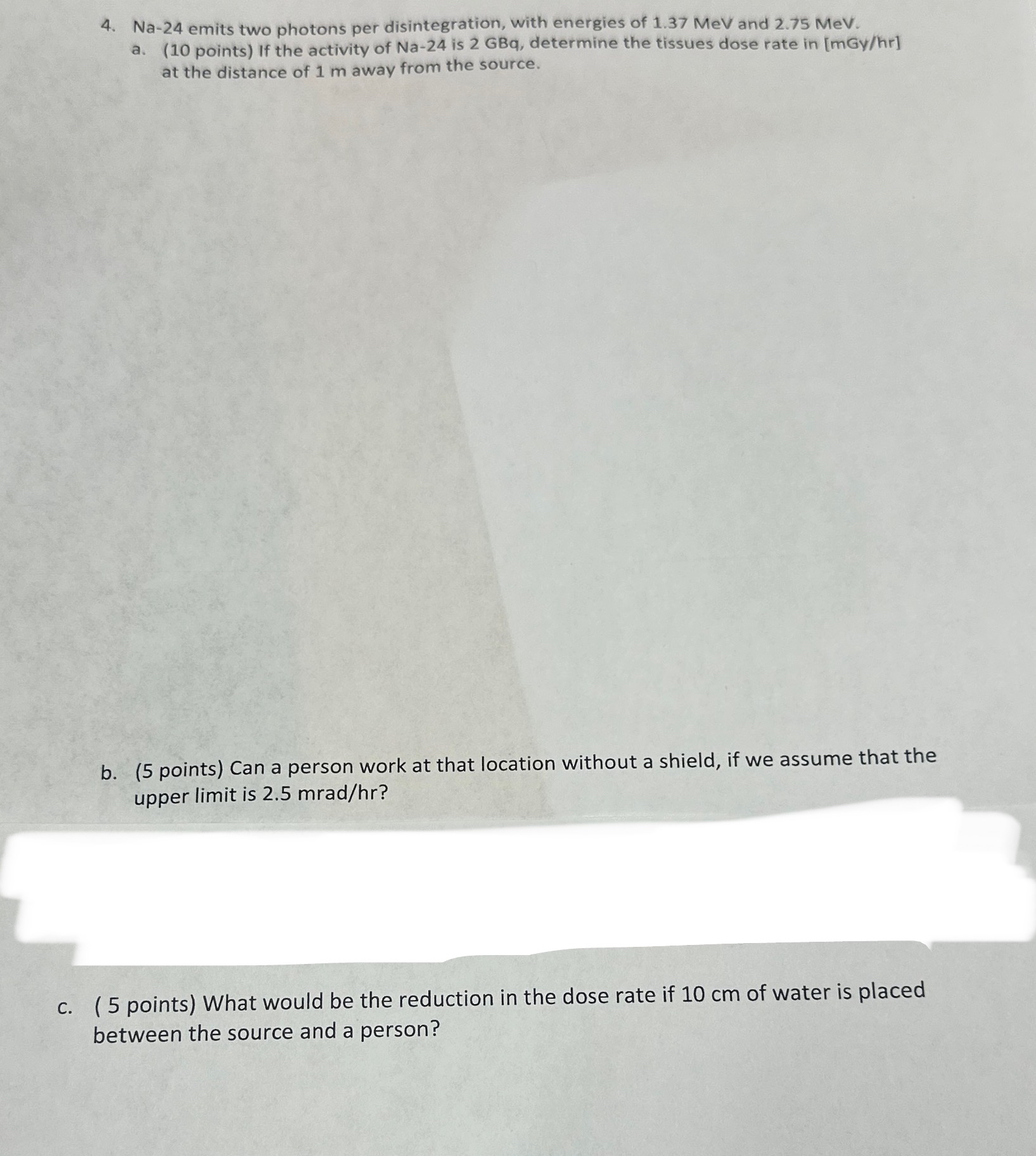Solved Na-24 ﻿emits two photons per disintegration, with | Chegg.com
