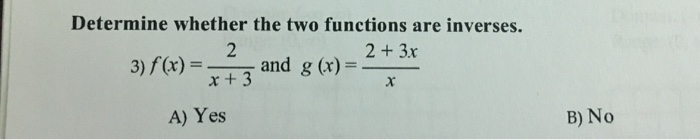 Solved Determine whether the two functions are inverses. 2 + | Chegg.com