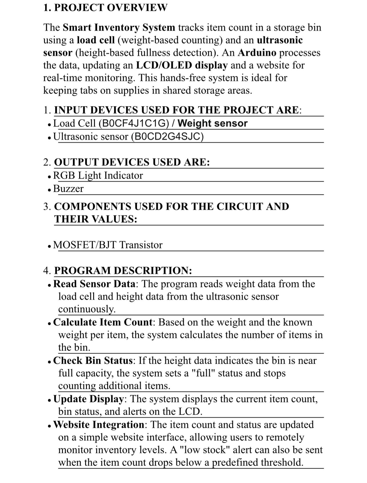 Solved PROJECT OVERVIEWThe Smart Inventory System tracks | Chegg.com