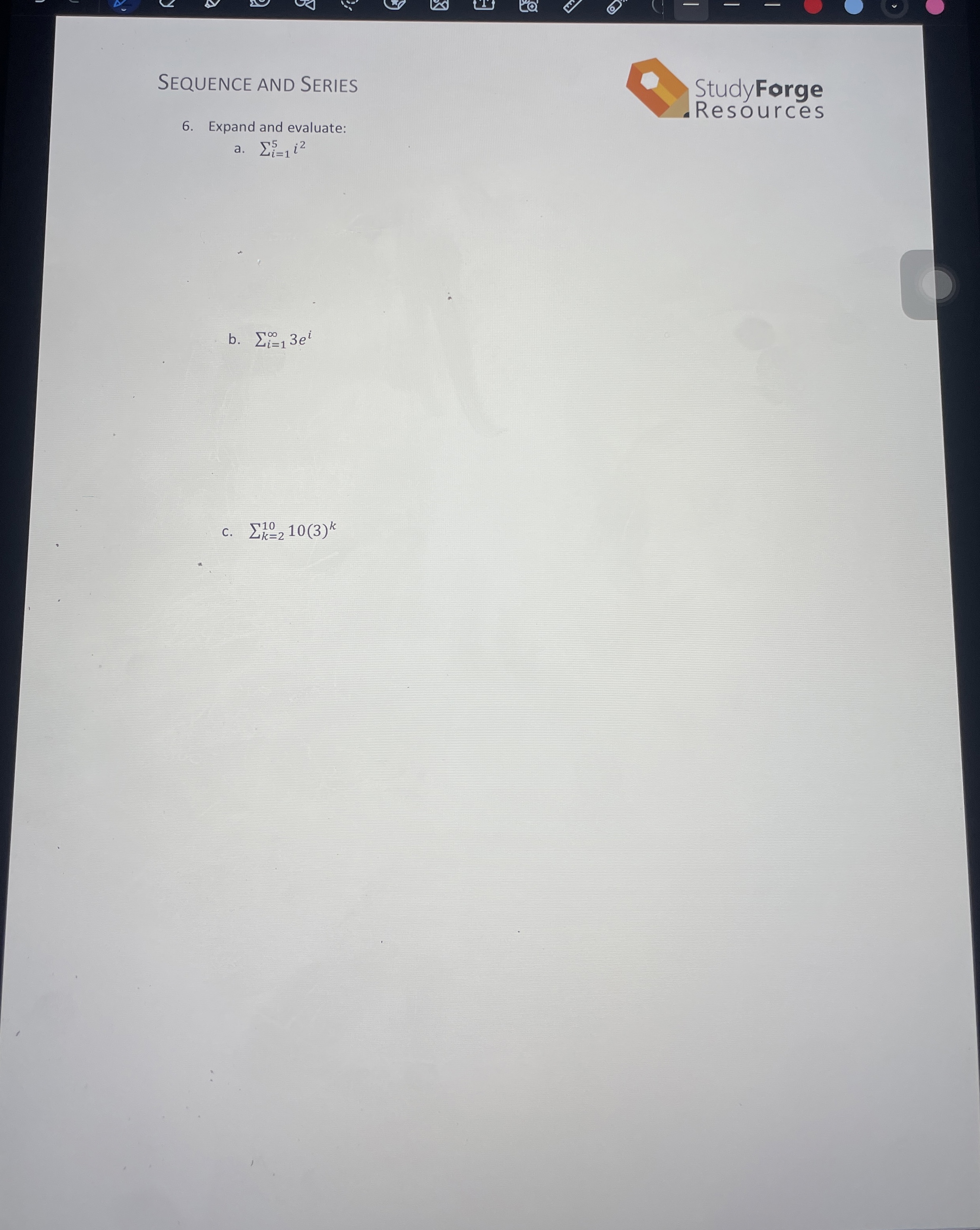 Solved SEQUENCE AND SERIESStudyForgeResources6. ﻿Expand and | Chegg.com