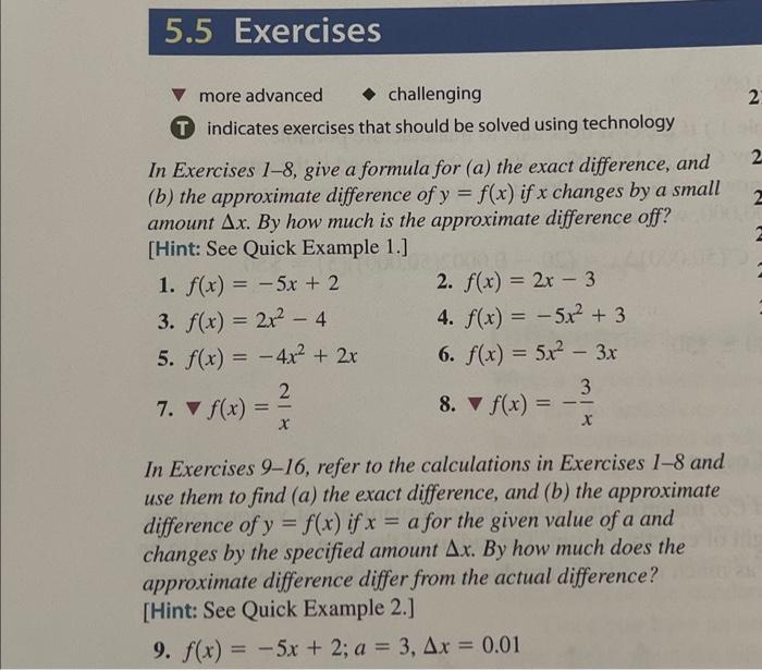 Solved Applied Calculus 5 5 Exercises More Advanced