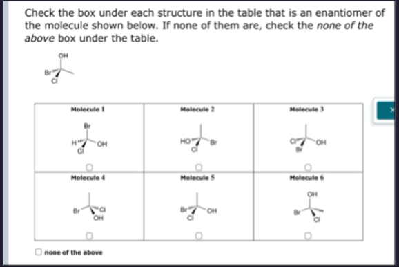 Check the box under each structure in the table that | Chegg.com