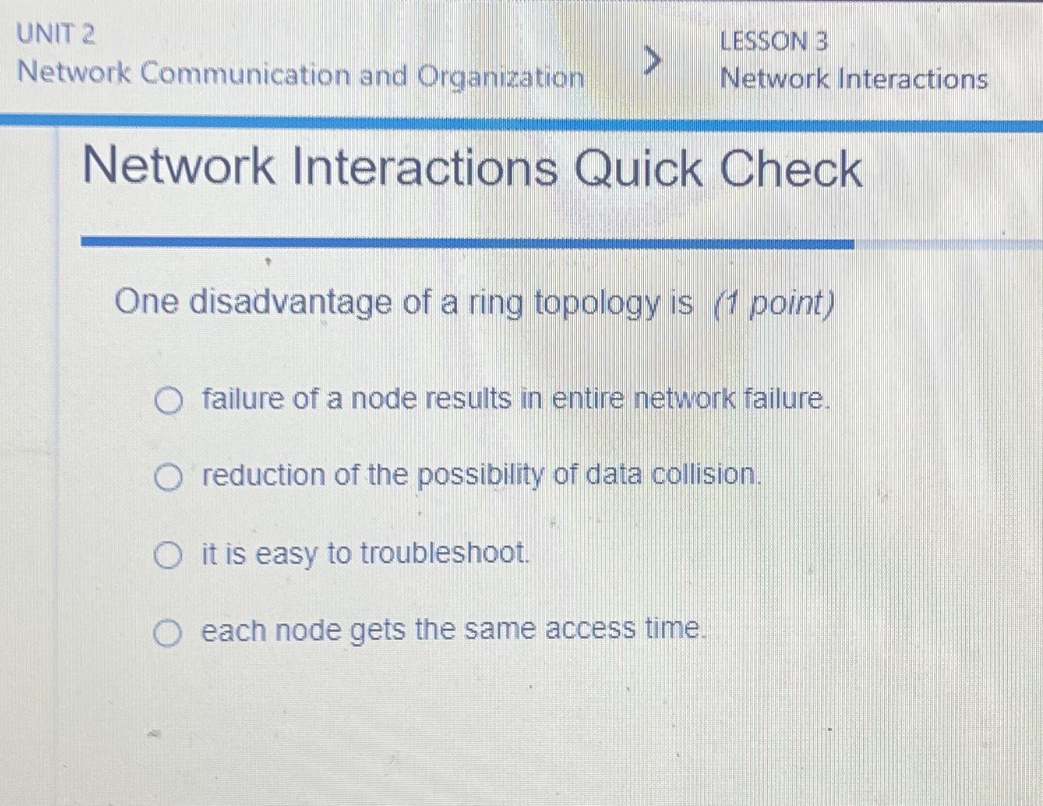 Solved UNIT 2LESSON 3Network Communication and | Chegg.com