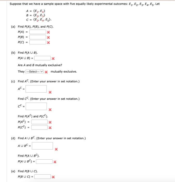 Solved Suppose that we have a sample space with five equally | Chegg.com