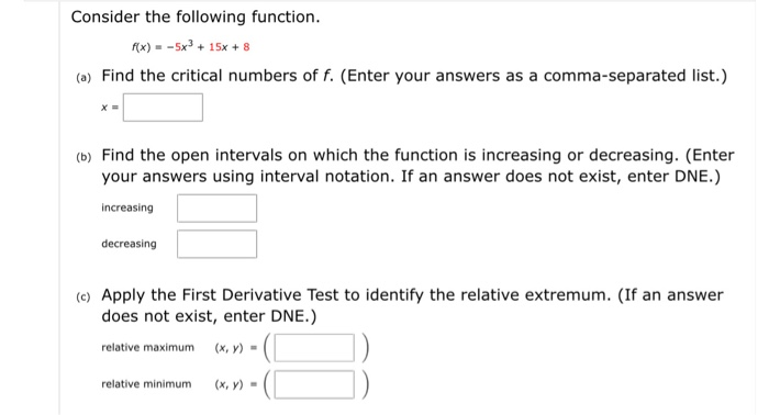 Solved Consider The Following Function F X 5x3 15x