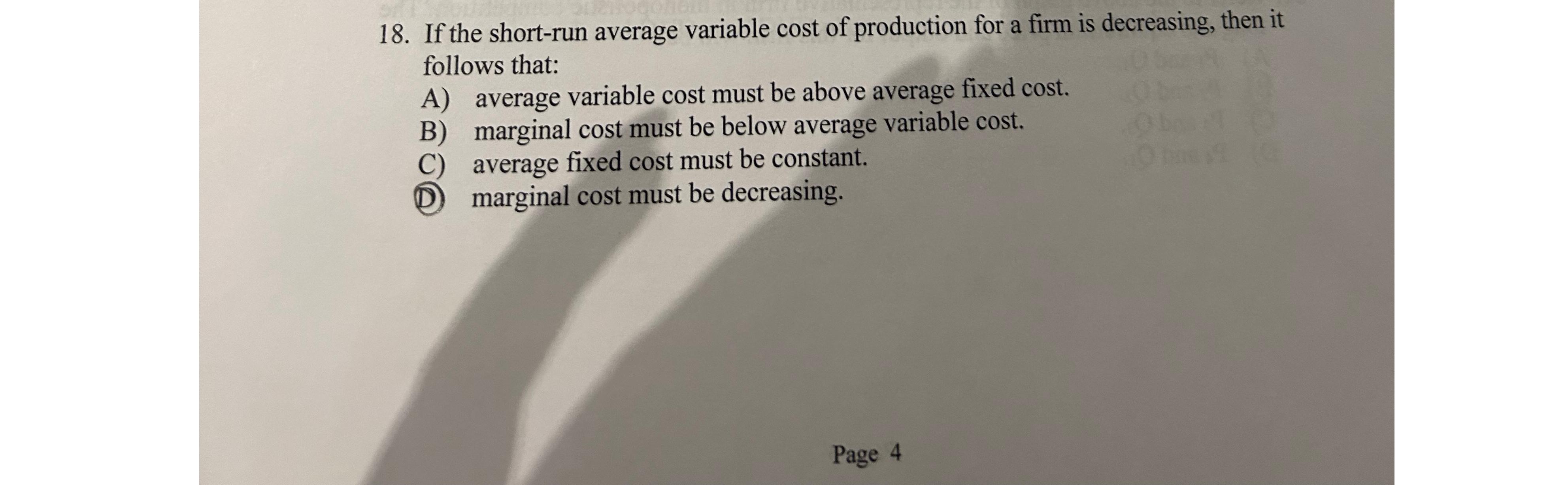 Solved If the short-run average variable cost of production | Chegg.com