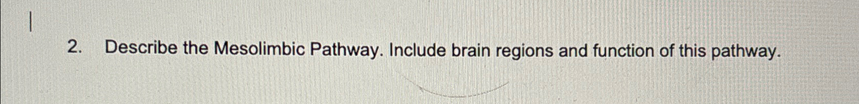 Solved Describe the Mesolimbic Pathway. Include brain | Chegg.com
