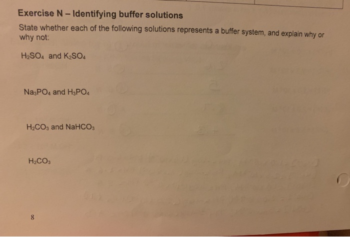 Solved Exercise N-Identifying buffer solutions State whether | Chegg.com